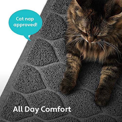 Mighty Monkey Durable Easy Clean Cat Litter Box Mat, Great Scatter Control Mats, Keep Floors Clean, Soft on Sensitive Kitty Paws, Cats Accessories, Large Size, Slip Resistant, 24x17, Graphite