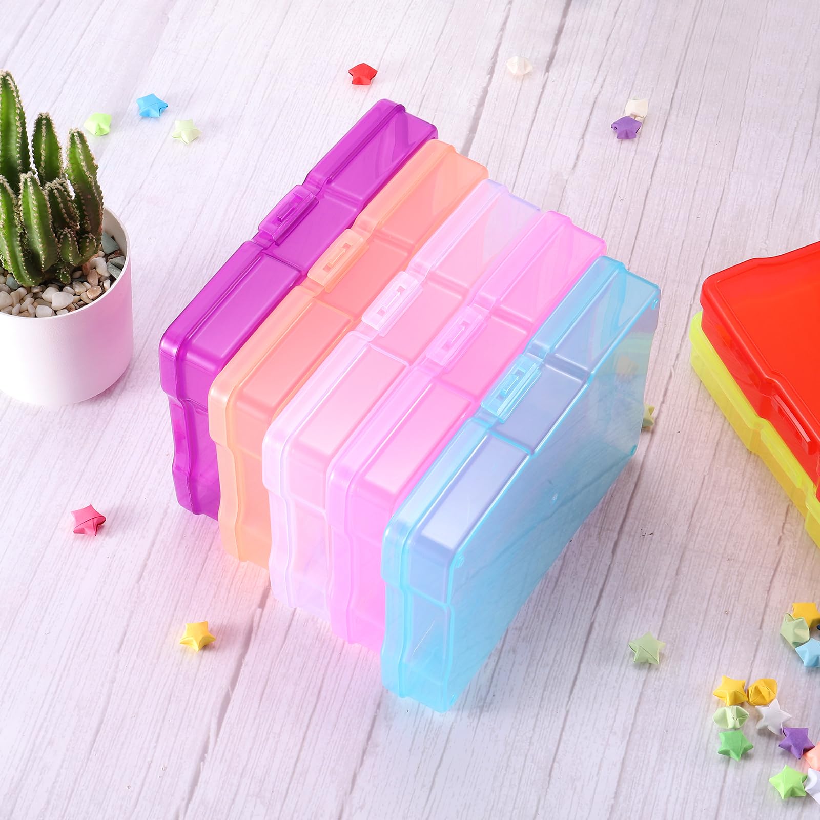 PATIKIL 4x6 Photo Storage Box, 4 Pack Photo Boxes Storage Photo Organizer Cases Storage Container Picture Boxes Plastic for 4x6 Pictures Sticker Scrapbook Craft Keeper, Red