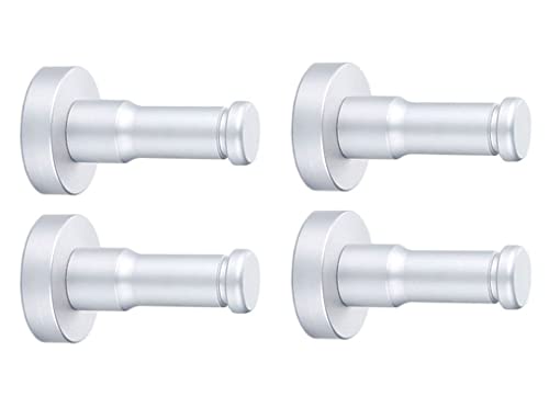 eForwish Space Aluminum Garage Storage Organizer Hook Bathroom Toilet Single Robe Towel Coat Hook Rustproof Kitchen Utensil Utility Hanger Solid Metal Heavy Duty Wall Mount (4 Pcs, Silver)