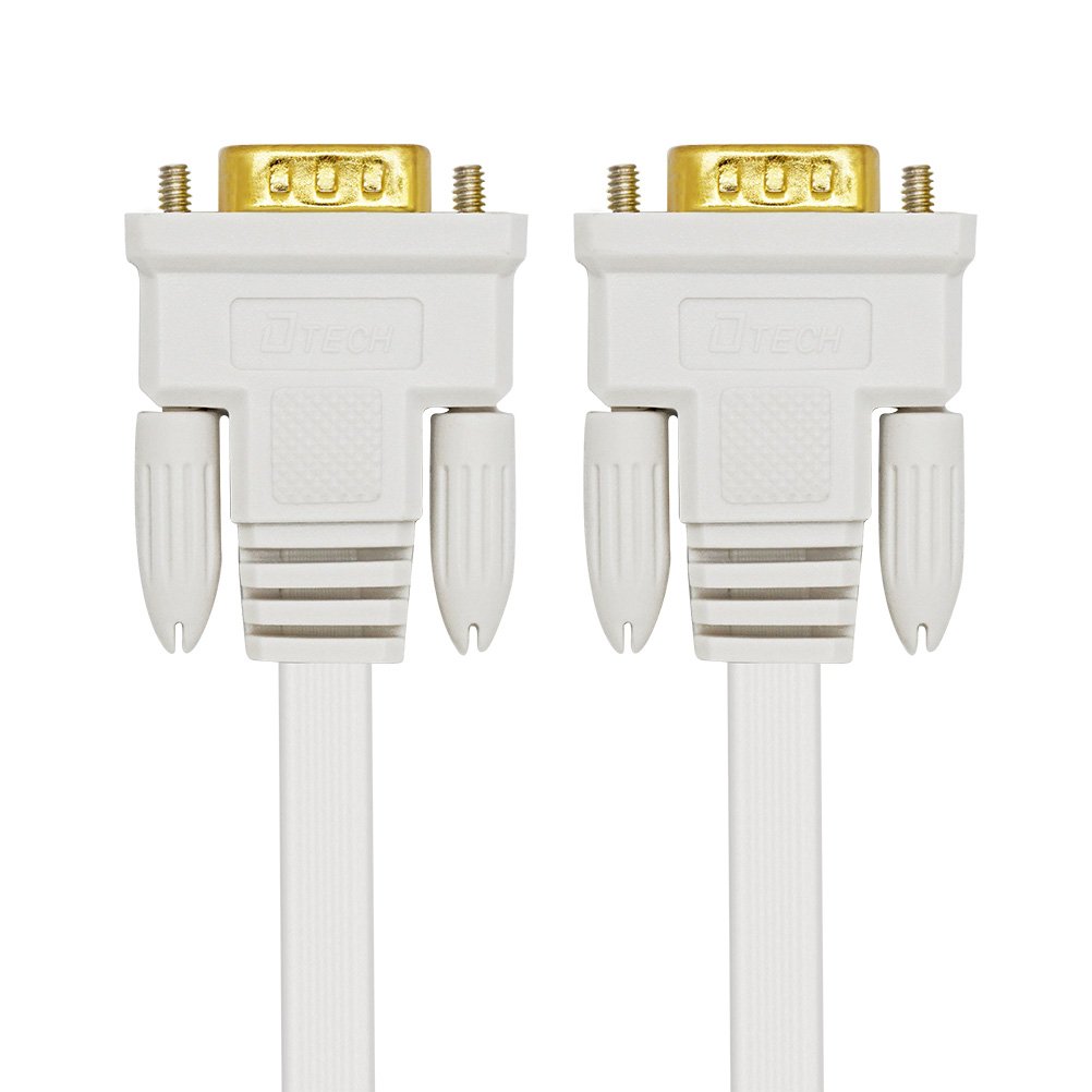 DTech Thin Flexible 6 Feet VGA to VGA Cable Male to Male 1080p High Resolution Short Computer Monitor Cord - White - 6ft