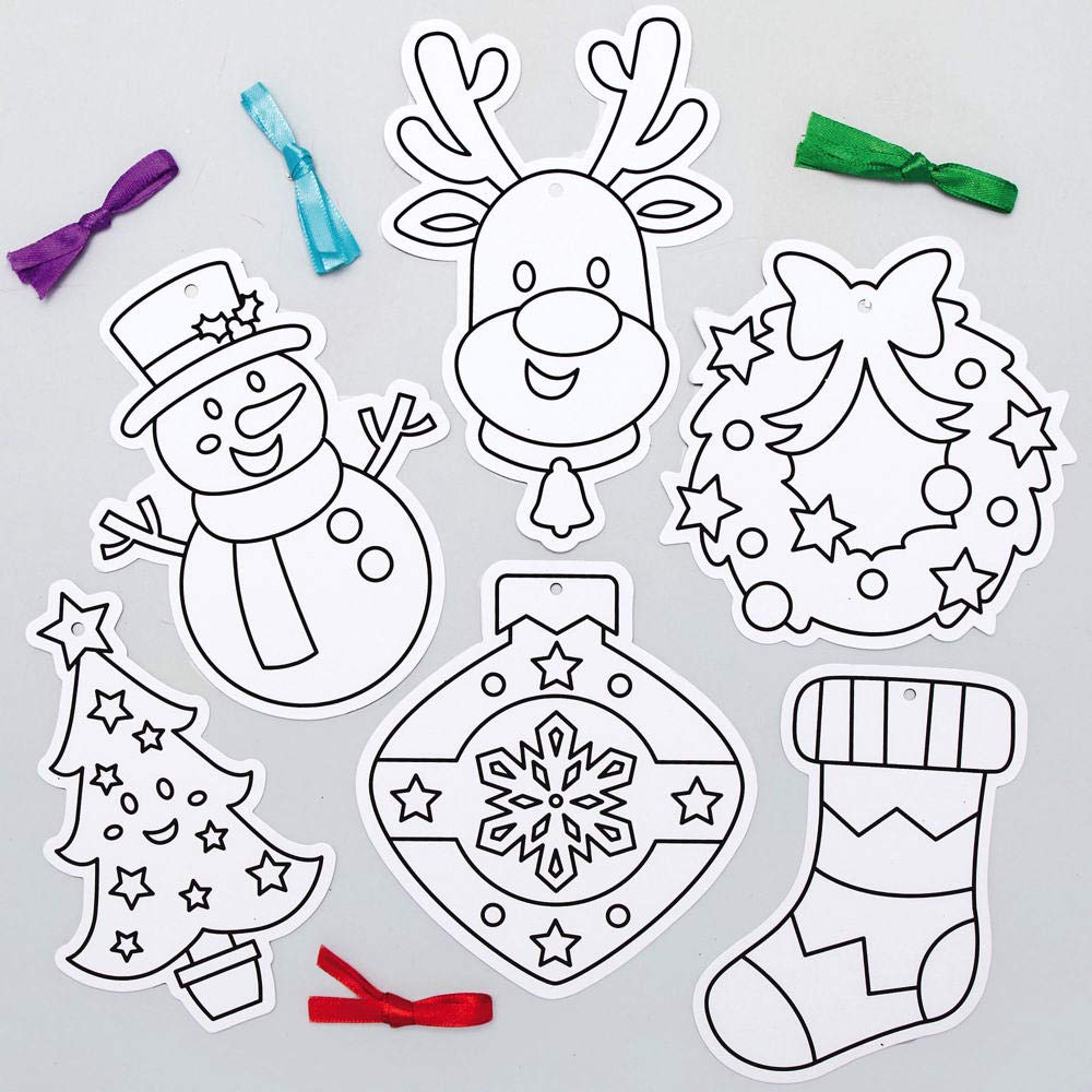 Baker Ross AX485 Christmas Sand Art Decorations - Pack of 12, Festive Tree Ornaments for Creative Craft Activities to Make and Decorate