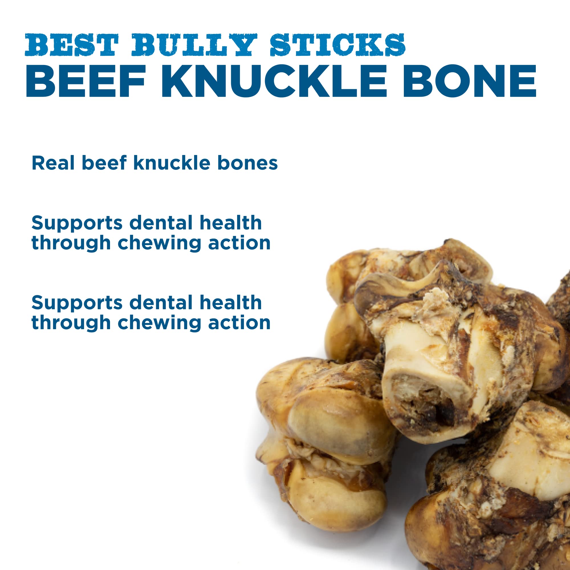 Best Bully Sticks All Natural Beef Knuckle Bones for Dogs - 5 Pack - Long Lasting Dog Bones for Aggressive Chewers
