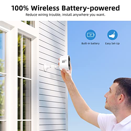 AOSU 2K Security Cameras Wireless Outdoor, Battery Powered for Home Security Cameras with PIR Human Motion Detection, Full-Color Night Vision, Spotlight & Siren, 2-Way Audio, 2.4GHz WiFi, Waterproof