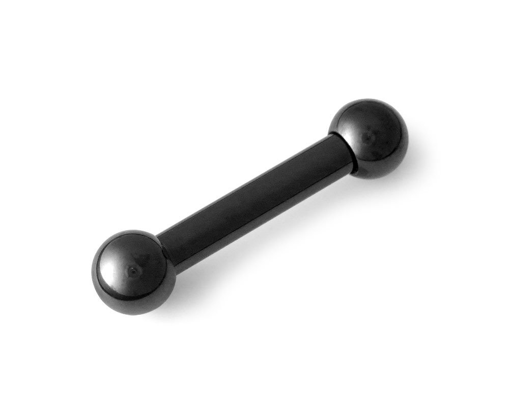 316L Black PVD Coated Surgical Steel Straight Barbell 10g 3/4