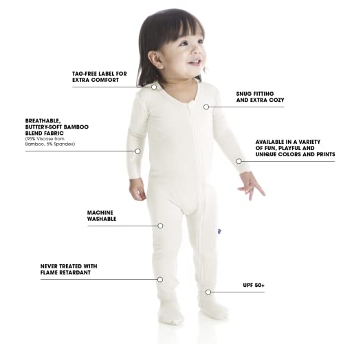 KicKee Welcome Home Footie with Zipper, Boy or Girl One-Piece, Super Soft Baby Clothes (Spring Sky Stork - 0-3 Months)
