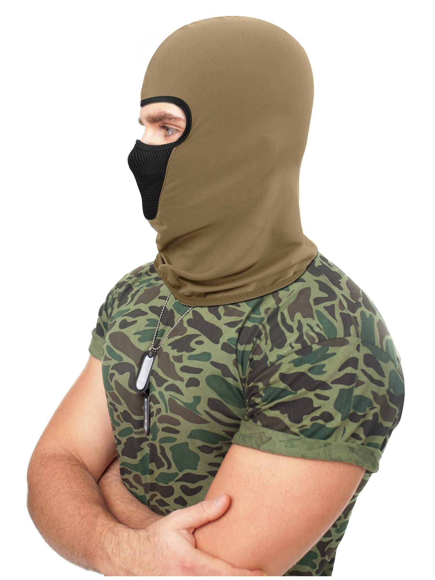 6 Pieces Balaclava Face Mask Motorcycle Mask Windproof Camouflage Fishing Cap Face Cover for Sun Dust Protection (Black Coffee Dark Grey Khaki Navy Blue Shiny Green)