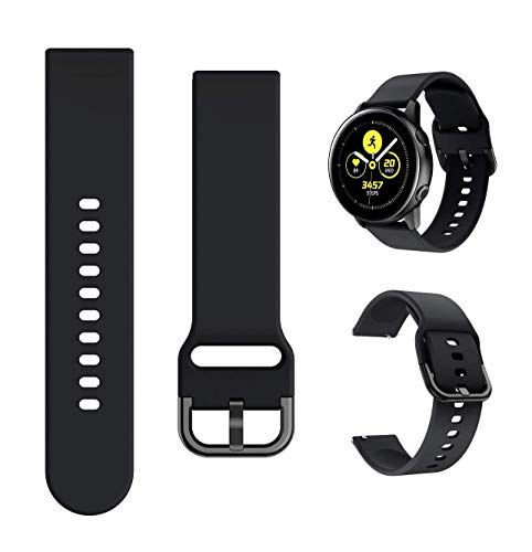 Minggo Band Compatible with Samsung Galaxy Watch Active/Active2 40mm/44mm,Silicone Sports Wristband Replacement Compatible for Galaxy Watch 42mm/Gear S2 Classic/Gear Sport Smart Watch (Black)