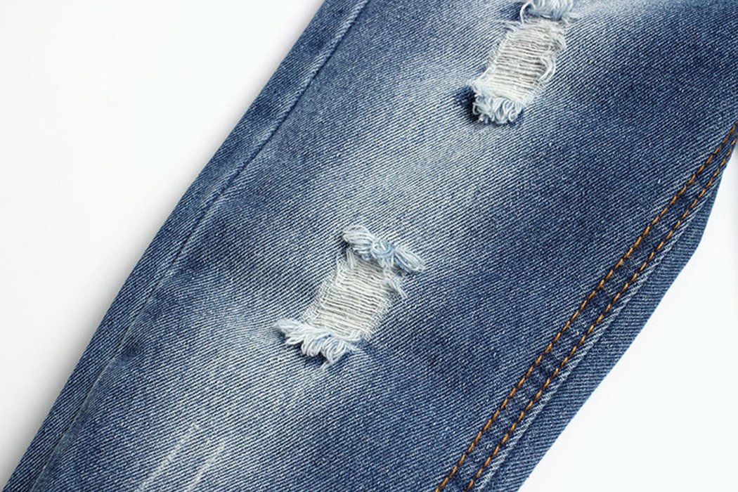 KIDSCOOL SPACE Baby Girl Boy Jeans,Little Kid Elastic Band Inside Ripped Denim Pants,Light Blue,18-24 Months
