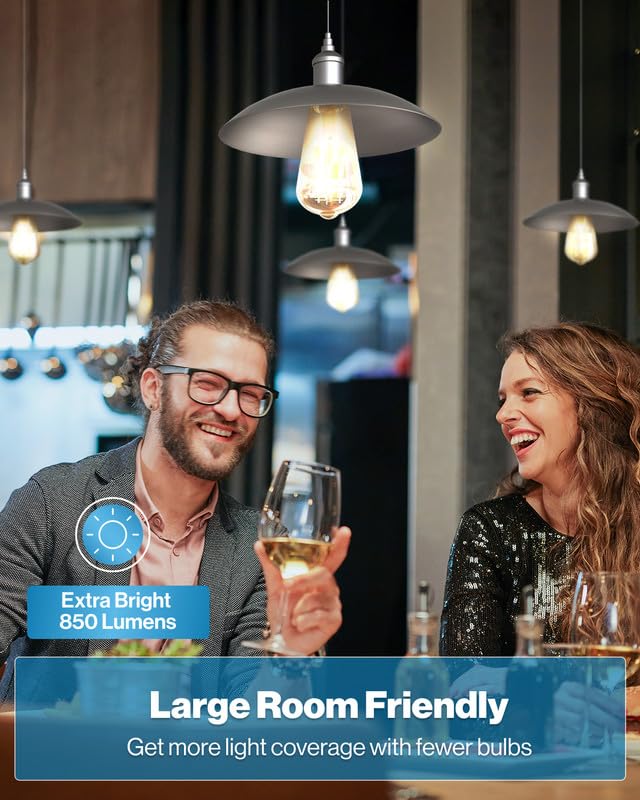 Sunco 16 Pack Dusk to Dawn Indoor Residential Vintage LED Edison Bulbs 75W Equivalent 7W, 850 Lumens Non-Dimmable ST58 Filament 4000K Cool White, E26 Medium Base 120V Clear Glass Light Bulbs