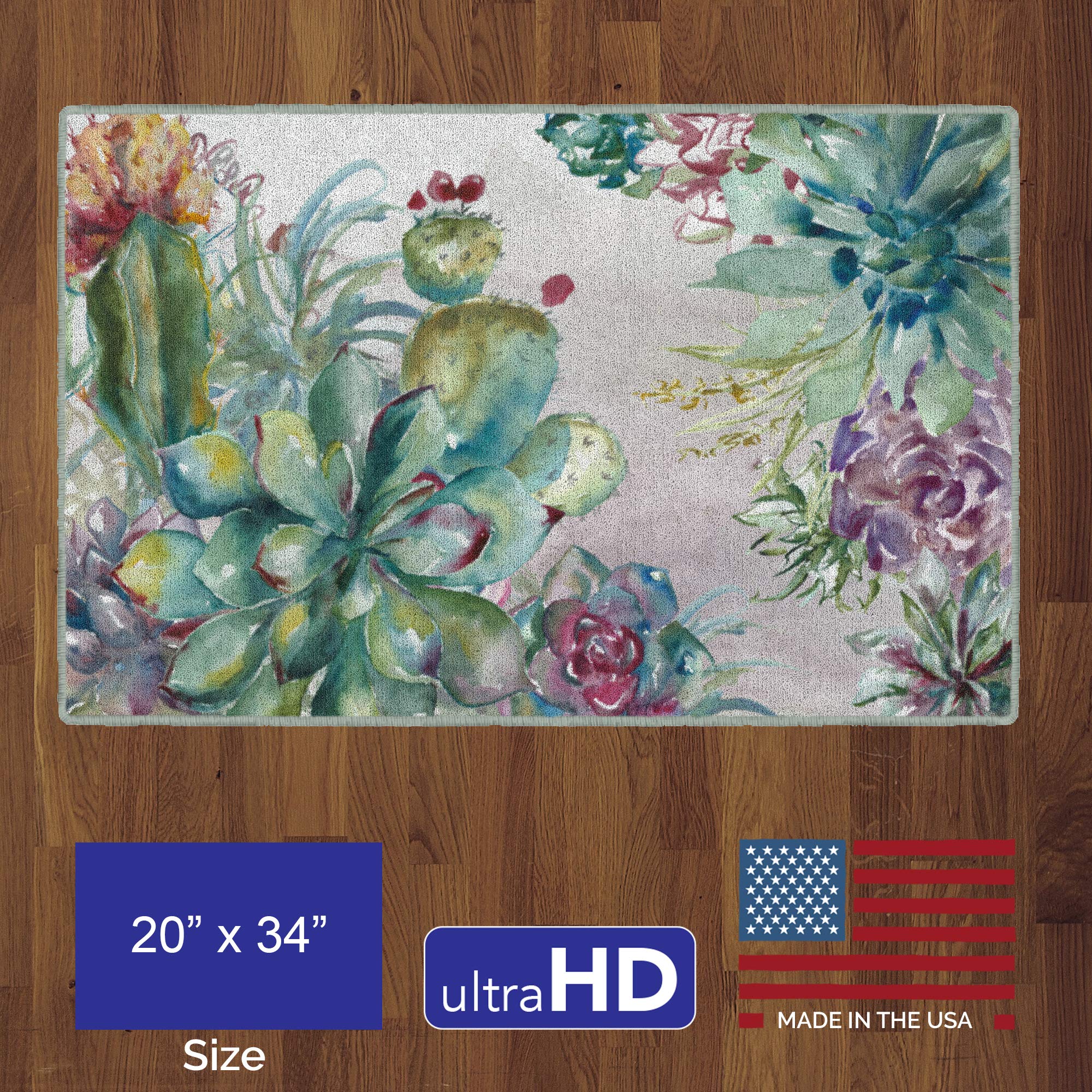 Brumlow Mills Succulent Floral Garden Area Rug for Dining Room or Kitchen Mat, Bedroom Doorway and Entryway Rug, 1'8" x 2'10", Green