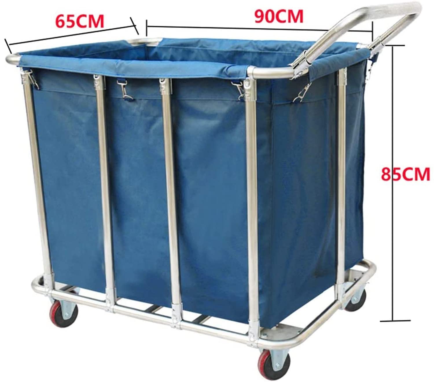 Commercial Laundry Cart with Wheels, 400L large Laundry Rolling Bins with Removable Waterproof Canvas Lining Basket, Heavy Duty Stainless Steel Laundry Hampers for Hotels & Hospital, 440lbs Load
