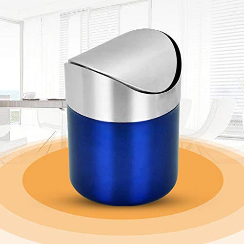 Mini Trash Can for Desk with Lid Desktop Trash Can Small Tiny Countertop Trash Bin Can for Office Bathroom Kitchen Waste Basket 1.5 L / 0.40 Gal Rose Red (Navy Blue)