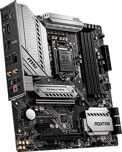 MSI MAG B460M Mortar WiFi Gaming Motherboard (mATX, 10th Gen Intel Core, LGA 1200 Socket, DDR4, CFX, Dual M.2 Slots, USB 3.2 Gen 1, 2.5G LAN, DP/HDMI, Wi-Fi 6 Pre-Certified)