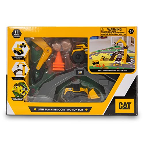 CAT Construction Toys, CAT Little Machines Vehicles Play Mat with Collectible Construction Vehicles, Sensory Toys for Kids Ages 3 and up