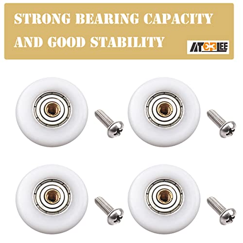 Atoplee 4 pcs Shower Door Rollers Runners Wheels - Replacement Part Bathroom Glass Door Runner Sliding Shower Door Roller Wheel (Roller Diameter 19mm)