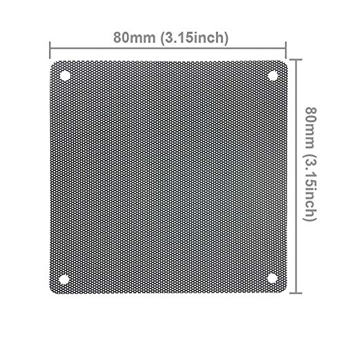 80mm Computer Fan Filter, 8cm PC Fan Dust Filter, 3.15 Inches Black PVC Dustproof Mesh Cover Guard for Computer Cooler Fan Case with M5×10 Screws - 4 Pack (80mm)
