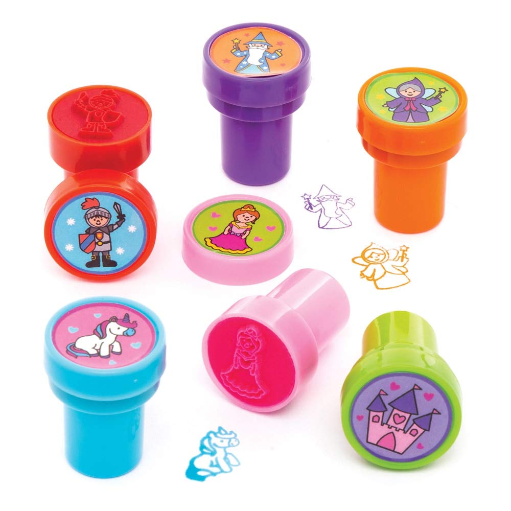 Baker Ross Fairy Tale Self Inking Foam Stampers (Pack of 10) AW695, Stamper Set for Kids to Use During Arts and Crafts Activities