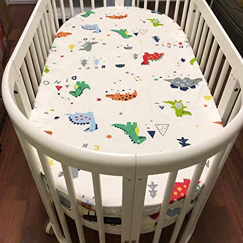 Dinosaur Portable Crib Sheet, Mini Fitted Crib Sheets for Pack n Play, Porta Cribs- 100% Cotton Play Yard Sheet for Baby Boys and Girls
