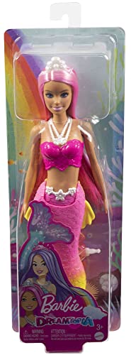 Barbie Dreamtopia Mermaid Doll, Pink Hair, Pink & Yellow Ombre Tail & Tiara Accessory