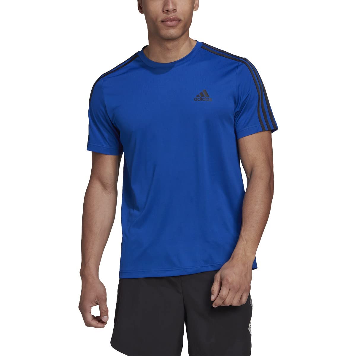 adidas Men's AEROREADY Designed 2 Move Sport 3-Stripes Tee, Team Royal Blue/Black, X-Large