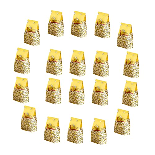 CIYODO 50pcs Popcorn Popcorn Bag Candy Gift Box Cardboard Gift Boxes Bulk Paper Bags Trick Movie Night Popcorn Containers Popcorn Supply Portable Popcorn Bag Snack Supply Christmas Yellow