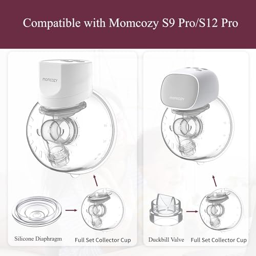 6pc Upgrade Duckbill Valve and 4pc Silicone Diaphragm Compatible with Momcozy S12 Pro/S9 Pro Hands-Free Breast Pump Wearable,Breast Pump Replacement Accessories,for Momcozy/TSRETE Breastpump Parts