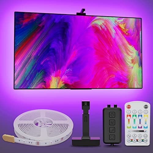BASON LIGHTING LED TV Backlights with Camera,Side Illumination TV Lights Kit with Daul Control Modes,12.4ft Color Changing Rope Lights for 55-65 inch TV, Music Sync for Gaming Bedroom HDTV Mood Light.