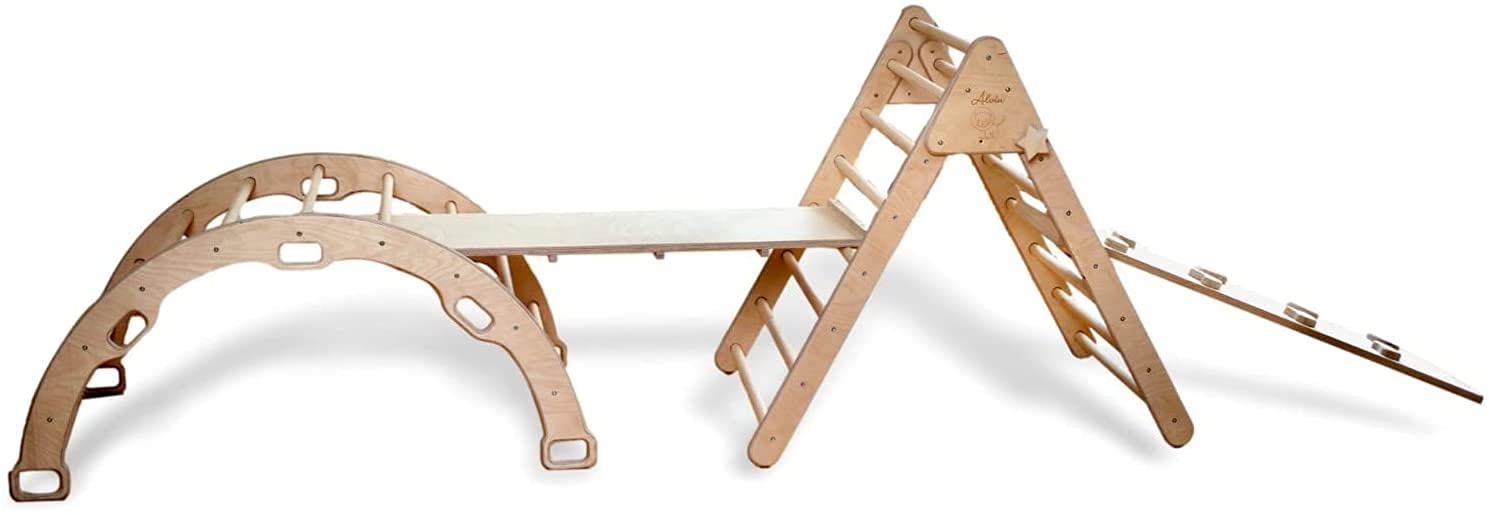 Kidodido Climbing Set | Triangle & Arch & Two Ramp Full Set | Montessori Climbing Jungle Set | Climbing Triangle & Arch Set with Two Ramp | Climbing Set for Children's Rooms | Indoor Playground