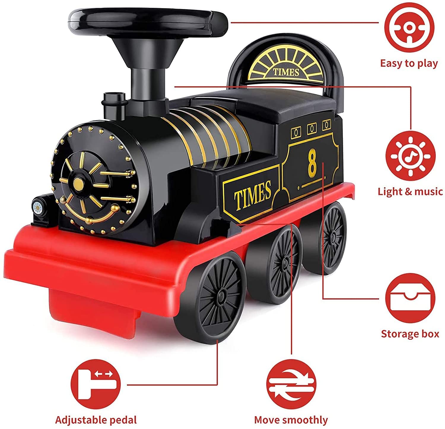DoxiGlobal 2 in 1 Ride on Train Toys Electric Train Set trackless Cargo Car with Music for Kids Toddler Boys Birthday Gifts (Train)