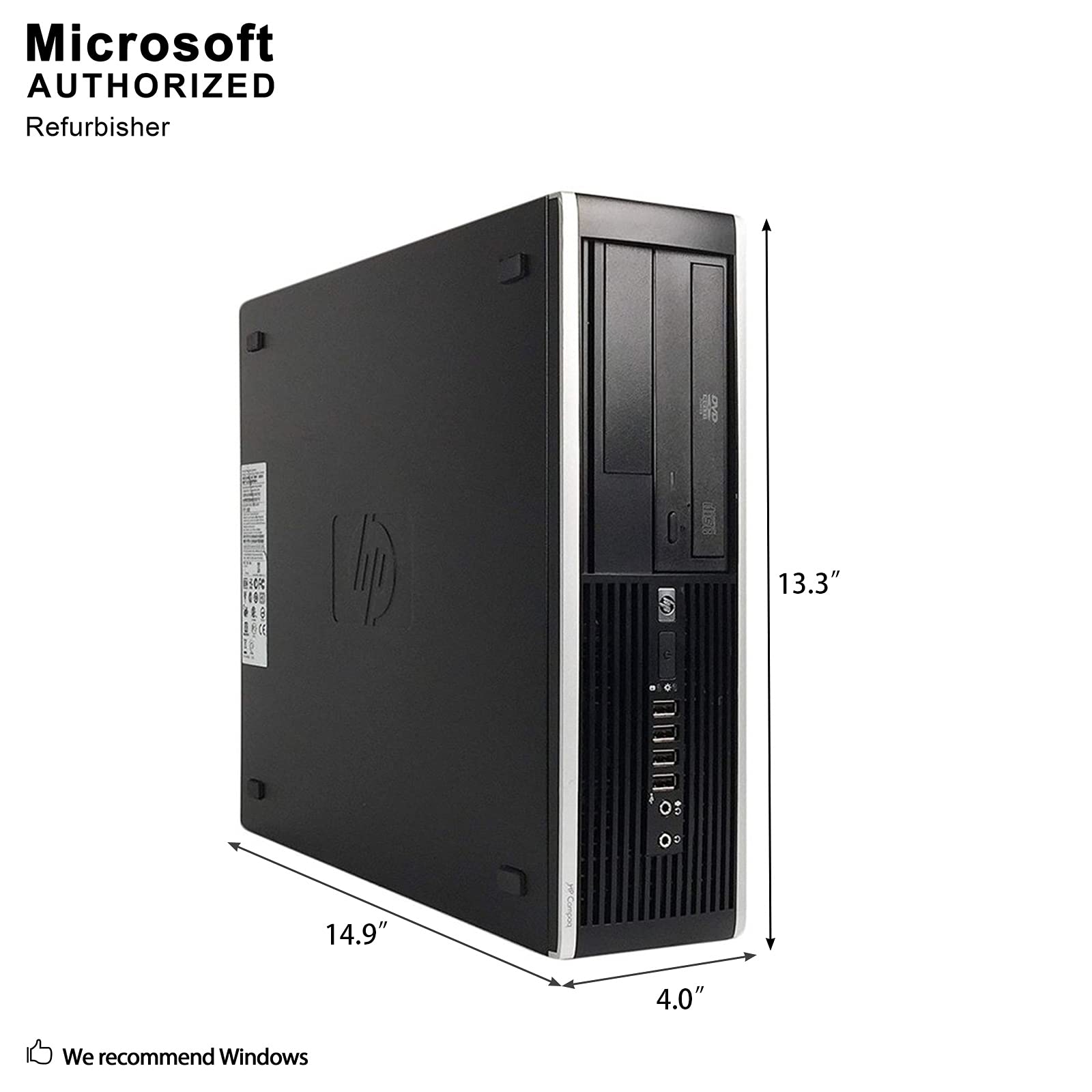 HP Compaq 6300 Pro Desktop PC - Intel Core i3-3220 3.3GHz 8GB 250GB DVD Windows 10 Pro (Renewed)