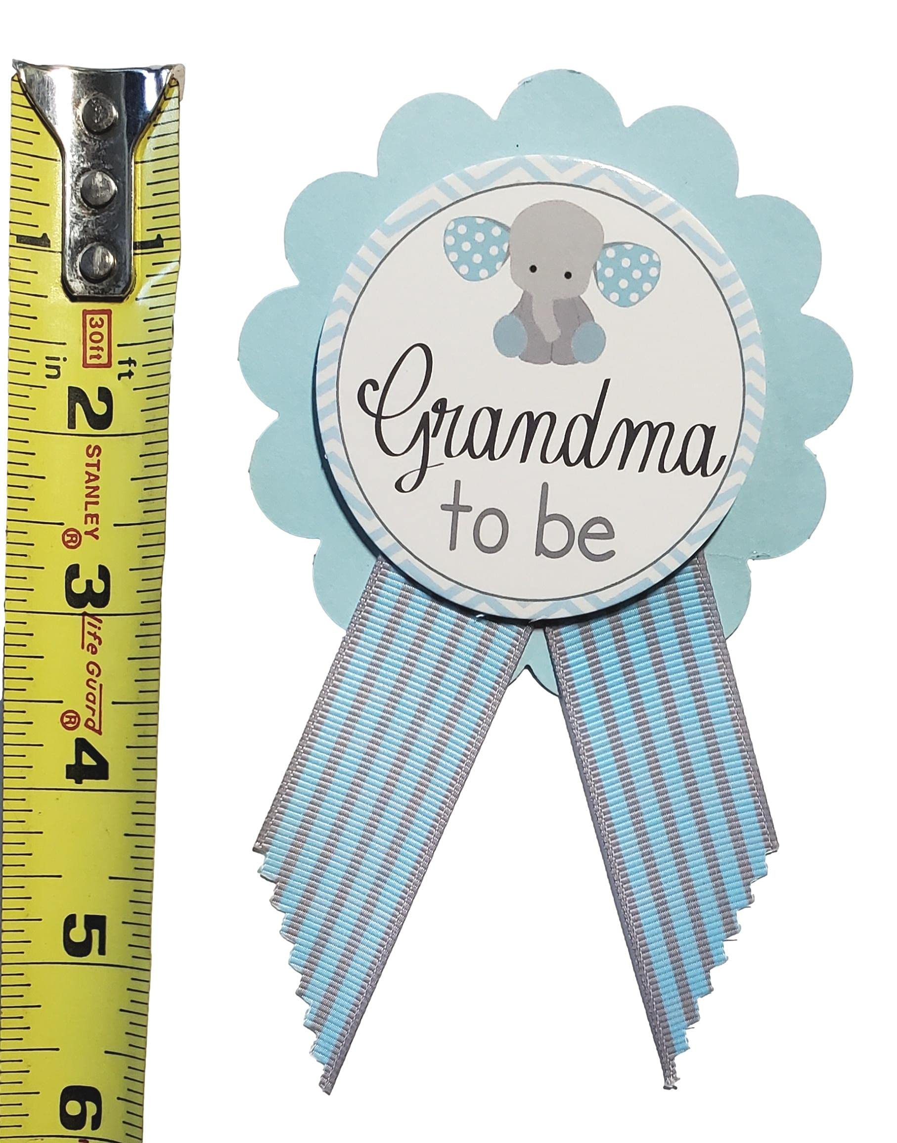 Elephant Grandma to be pin badge for Baby Shower It's a boy Blue & Gray Gender Reveal