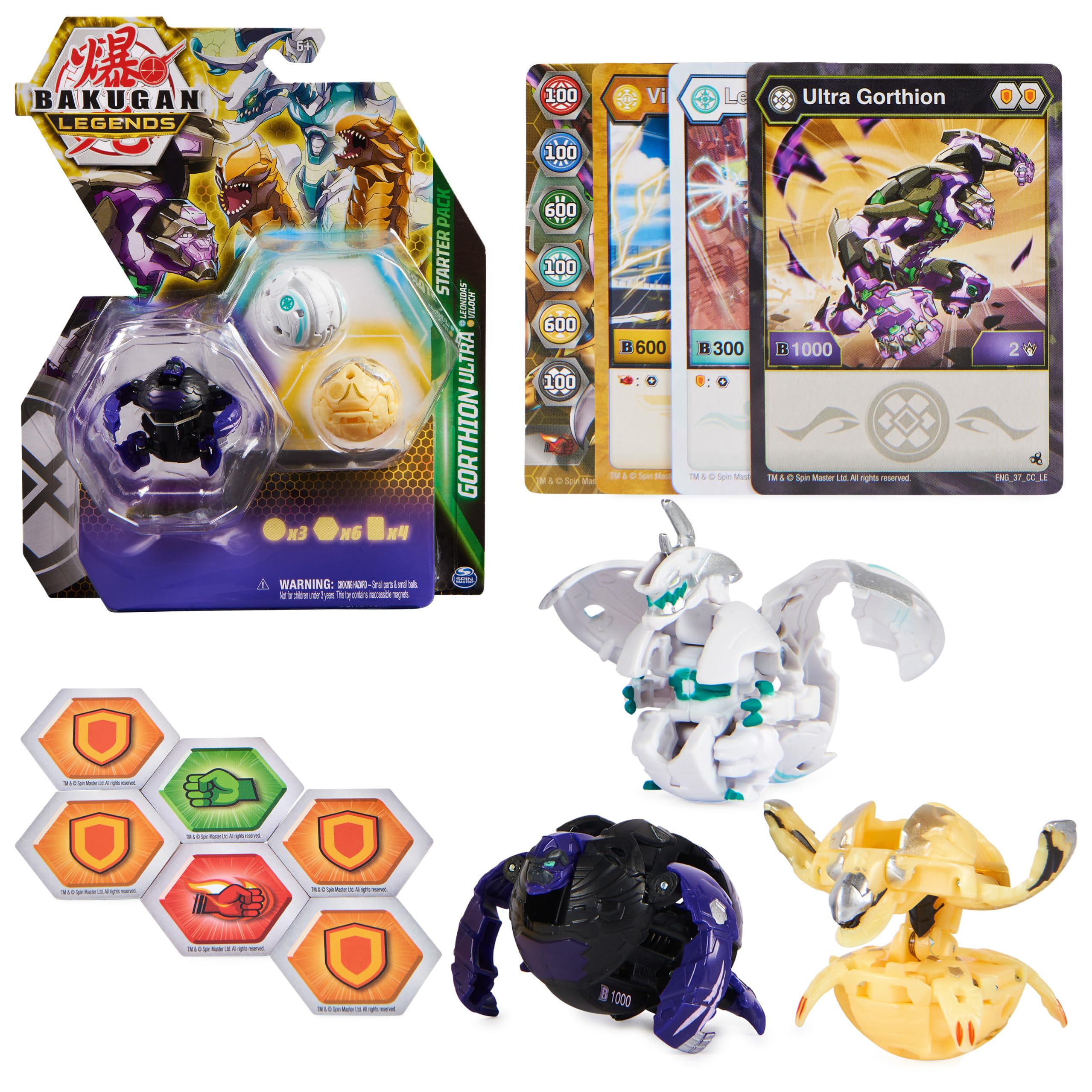 Bakugan Starter Pack 3-Pack, Fenneca Ultra, Geogan Rising Collectible Action Figures, Kids Toys for Boys