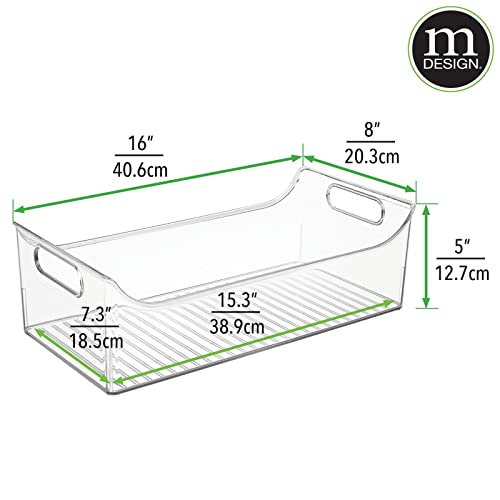 mDesign Portable Nursery Storage Plastic Baby Organizer Storage Caddy Bin w/Handles for Kids/Child Essentials - Holds Diapers, Wipes, Bottles, Baby Food - 16" Long - Ligne Collection - 2 Pack - Clear