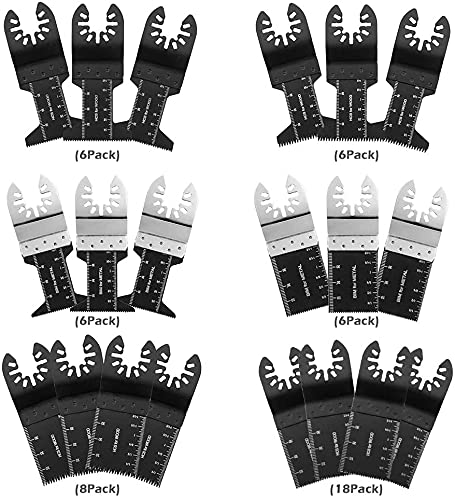 50 Pack Wood/Bi-Metal Professional Universal Quick Release Oscillating Saw Blades, High Precision Multi Tool Blades for Fein Multimaster, Porter Rockwell Cable, Black & Decker, Bosch Craftsman