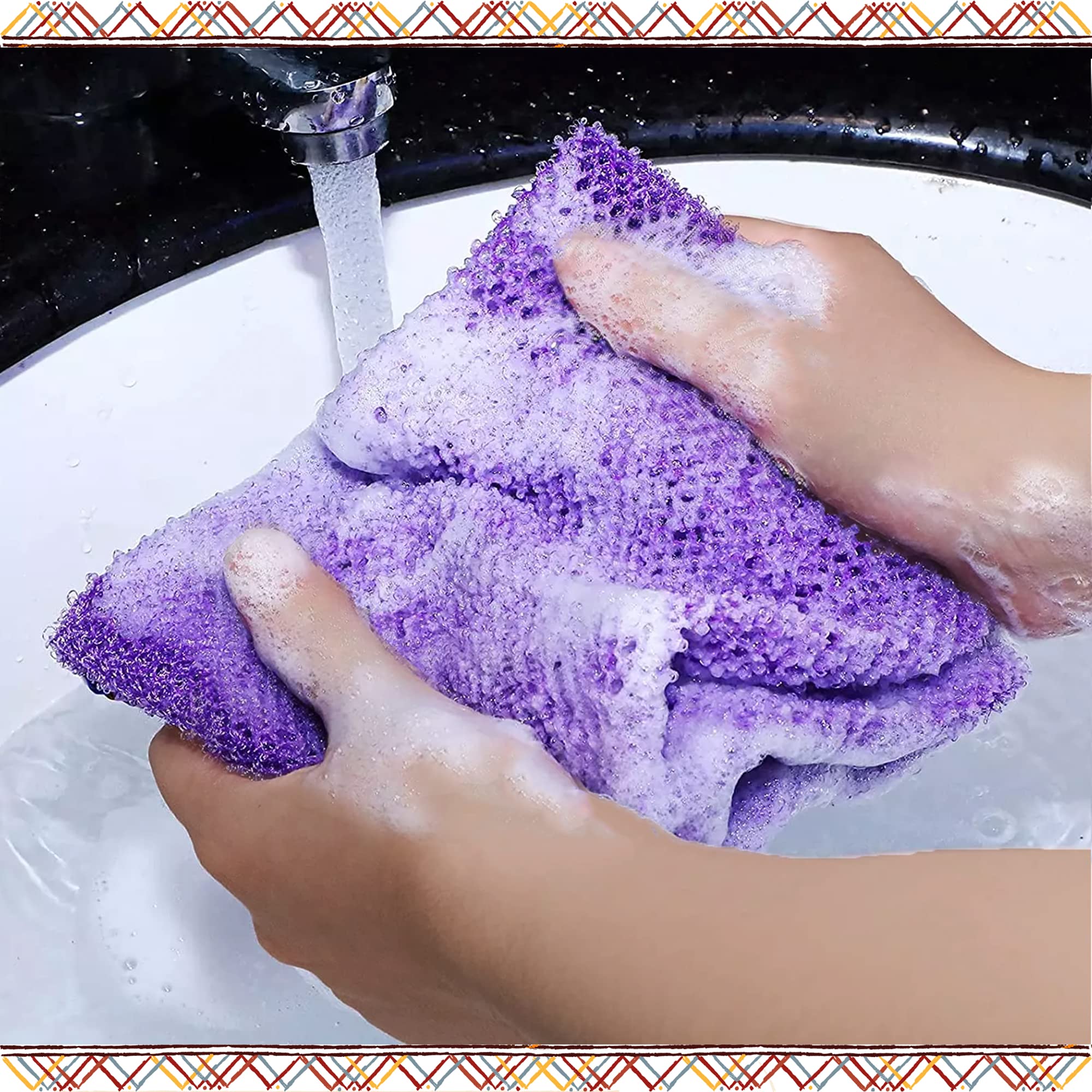 5 Pack Splendora African Net Sponge | "3 Exfoliating Net Sponge" & "2 XL Body Scrub" w/Rope