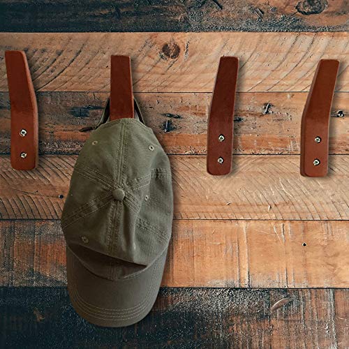 WRIGHTMART Wood Wall Coat Hook, Set of 4, Heavy Duty Hanger, Handmade of Mahogany, for Entryway, Hallway. Bathroom, Kitchen, Home Organizer for Towels, Hats, Cloths (Natural)
