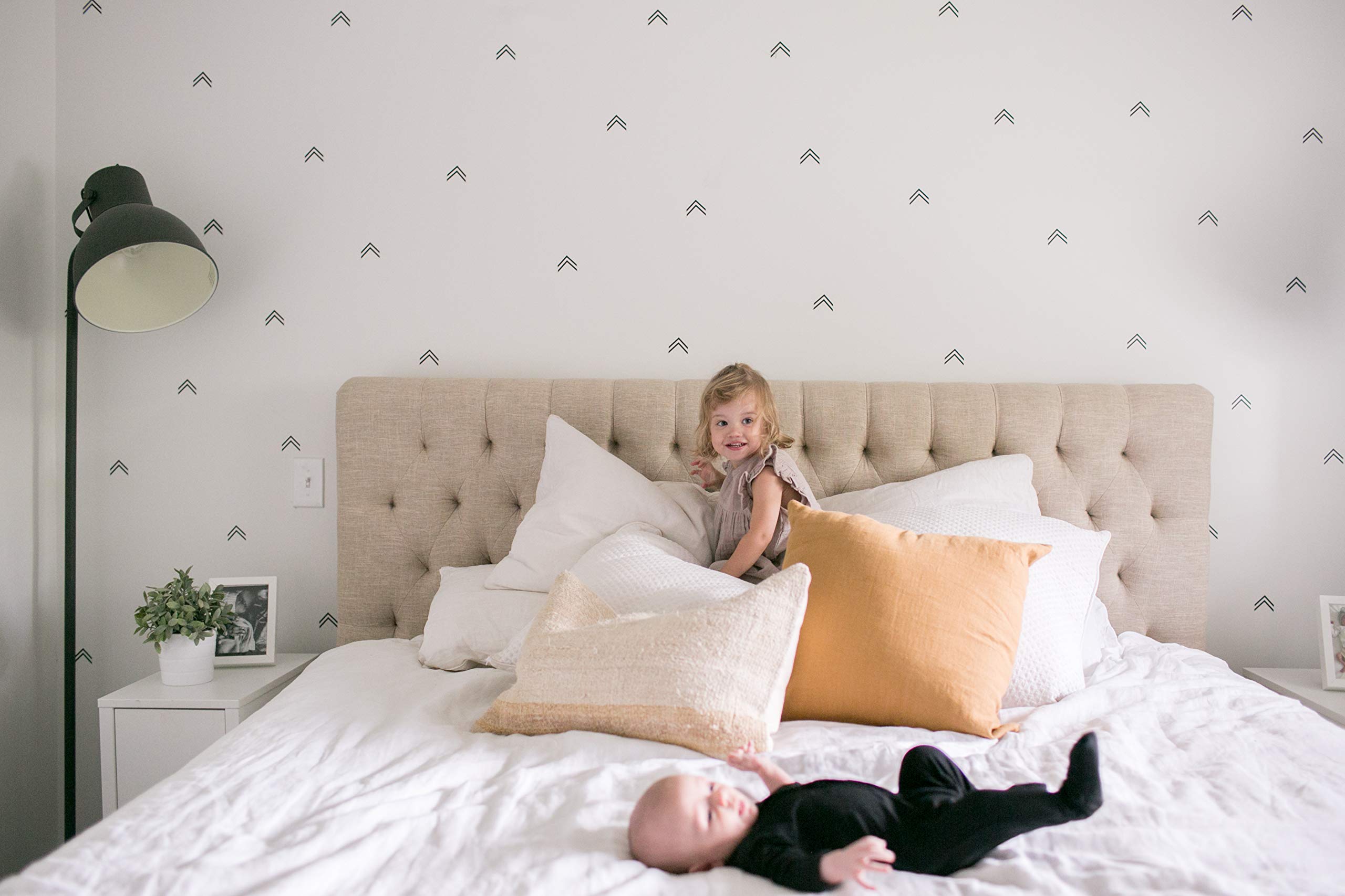 Modern Maxwell Wall Art Decals for Boys Girls Nursery, Bedroom, Living Room Archer Black Arrowheads Room Sticker Set 112 Pieces