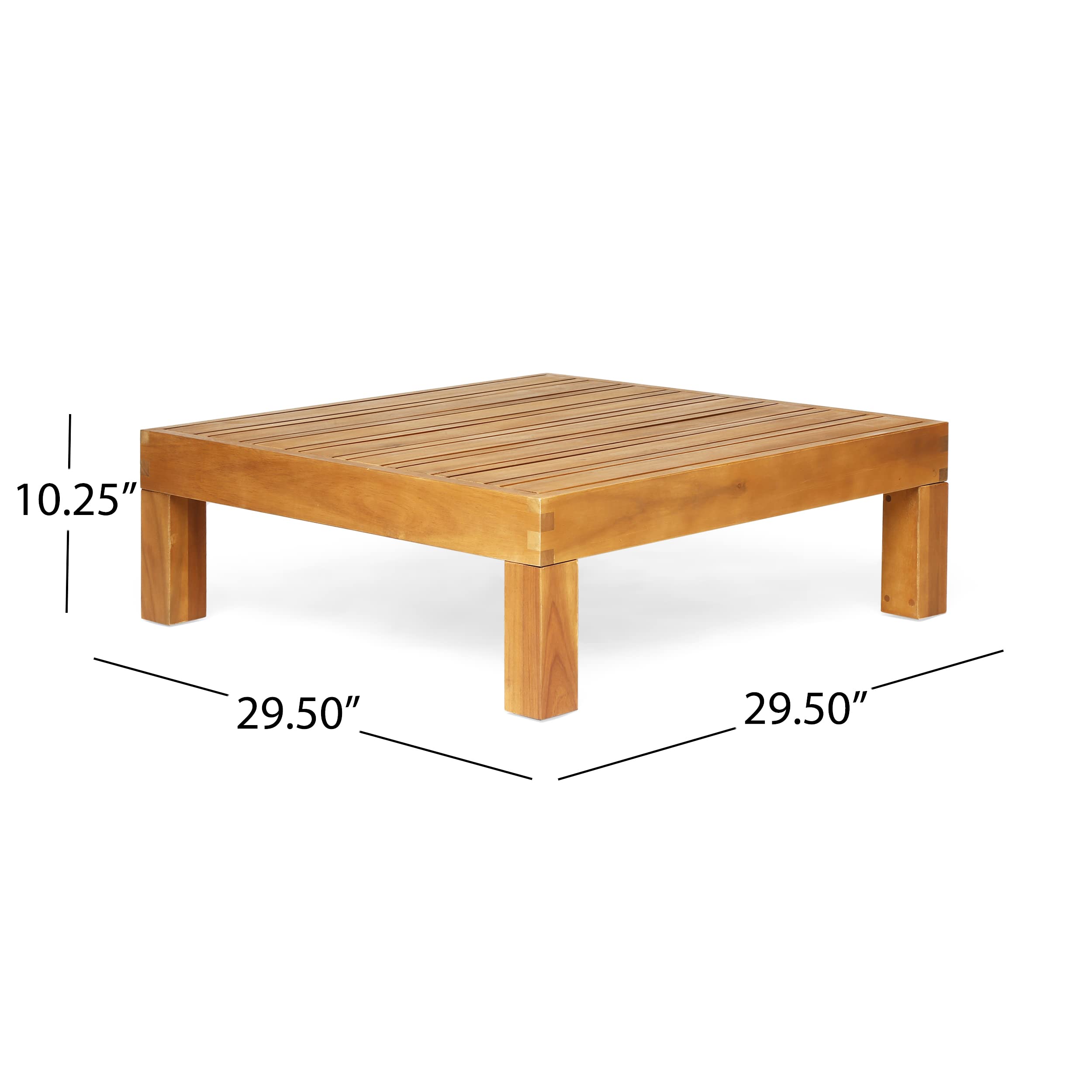 Christopher Knight Home Oana Outdoor Right Arm Loveseat and Coffee Table Set - Acacia Wood - Teak/Beige