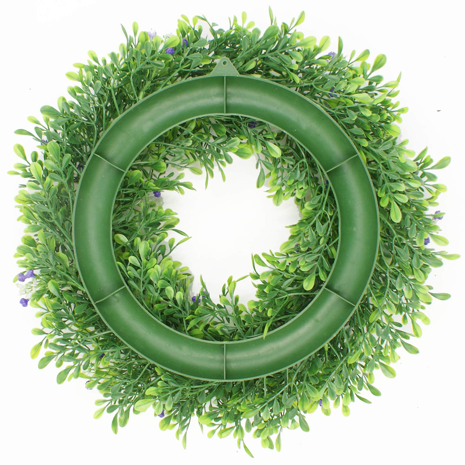Delicaft 17" Artificial Boxwood Plastic Wreaths Spring Summer Front Door Wall Home Garden Office Wedding Decor (Green) (Green)