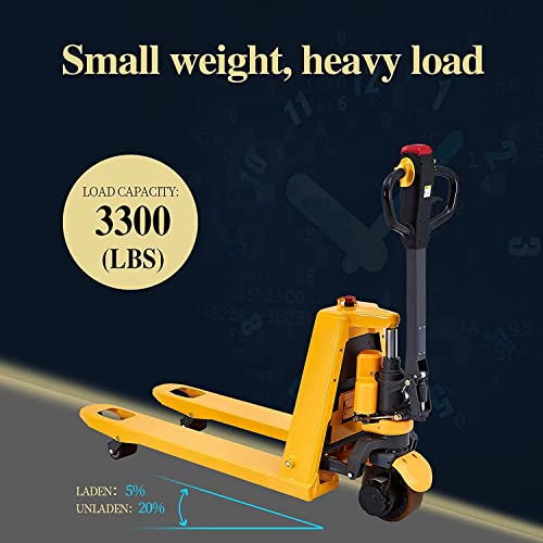 Aequanta Electric Pallet Truck Lithium Battery Mini Type Jack 48''x27'' Fork 3300lbs Capacity and Double Scissor Hydraulic Mobile Lift Table 59" Lifting Height 1760lbs Capacity