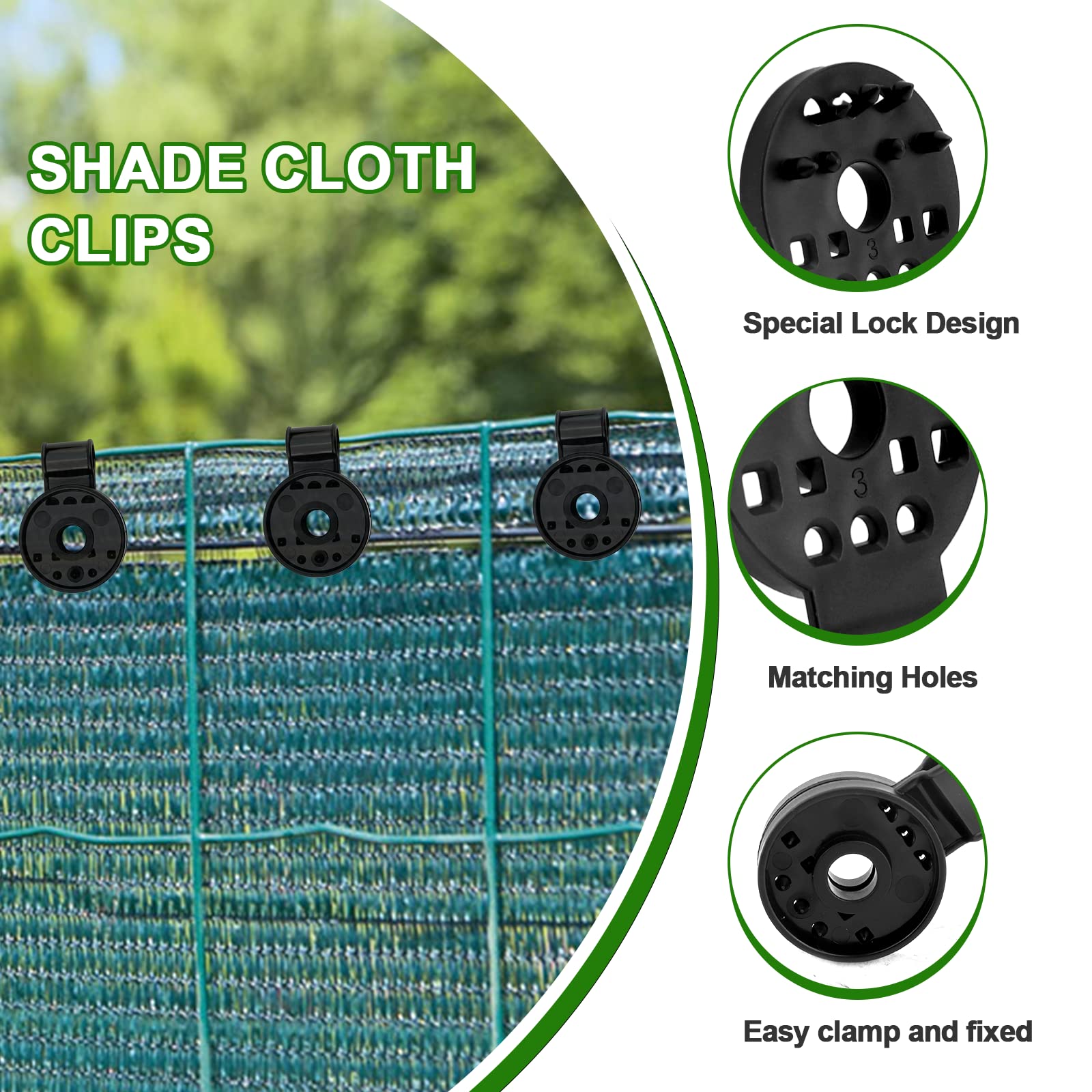 50 Pcs Shade Cloth Clips, 2024 Shade Cloth Plastic Clips Greenhouse Shade Cloth Fix Clamp, Windproof Awning Clamp Grip Tarp Clips for Sunshade Net, Anti Bird Netting, Garden Netting, Patio Accessories