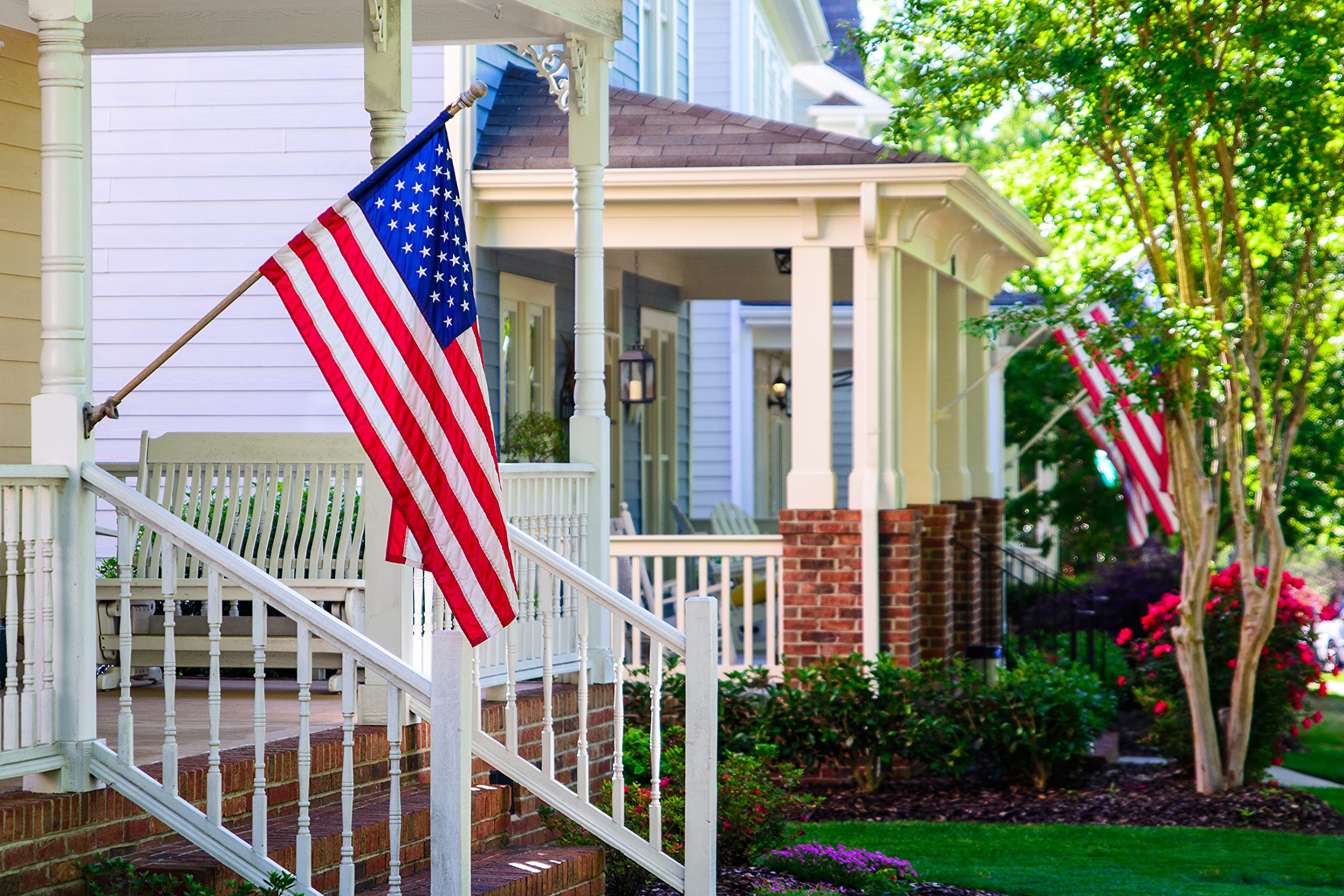 American Flag 3x5 ft Pole Sleeve Style: Longest Lasting US Sleeved Flag Made from Nylon, Embroidered Stars, Sewn Stripes, UV Protection Perfect for Outdoors! USA Flag