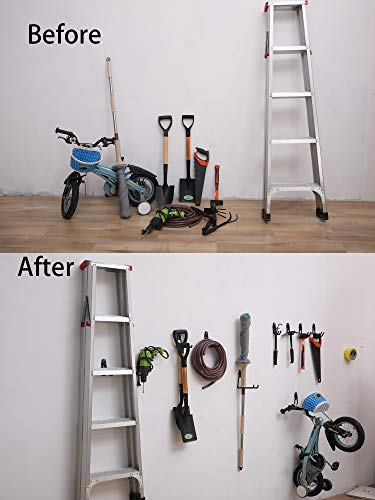 NETWAL Garage Hooks Heavy Duty 12 Pack, Steel Wall Mount Utility Double Hooks &Tools Hangers for Organizer,Ladders,Bicycles,Garden Tools-Orange