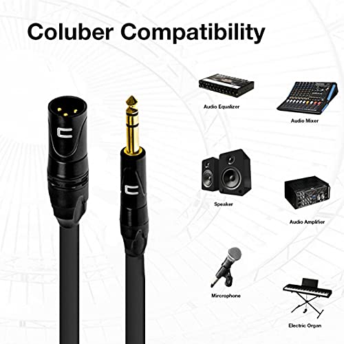Balanced XLR Cable Male to 1/4" TRS - 25 Feet White - Pro 3-Pin Microphone Connector for Powered Speakers, Audio Interface or Mixer for Live Performance & Recording
