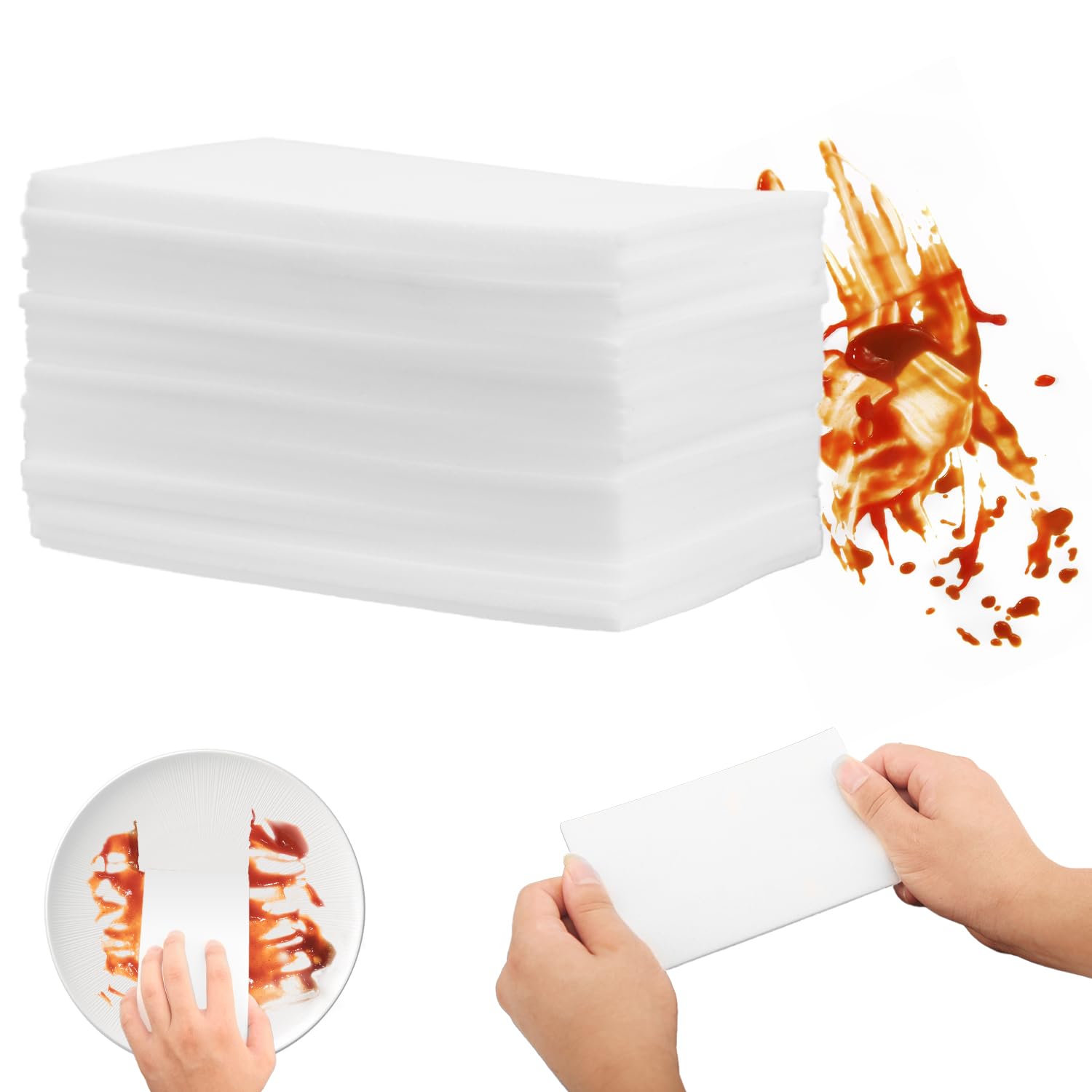 60 Pcs Magic Eraser Sponge - Aumulee Thin Melamine Sponge Cleaning Pads, Disposable Magic Eraser Sheets for Furniture, Bathroom, Bathtub, Sink, Floor, Baseboard, Wall Cleaner, 60 Count
