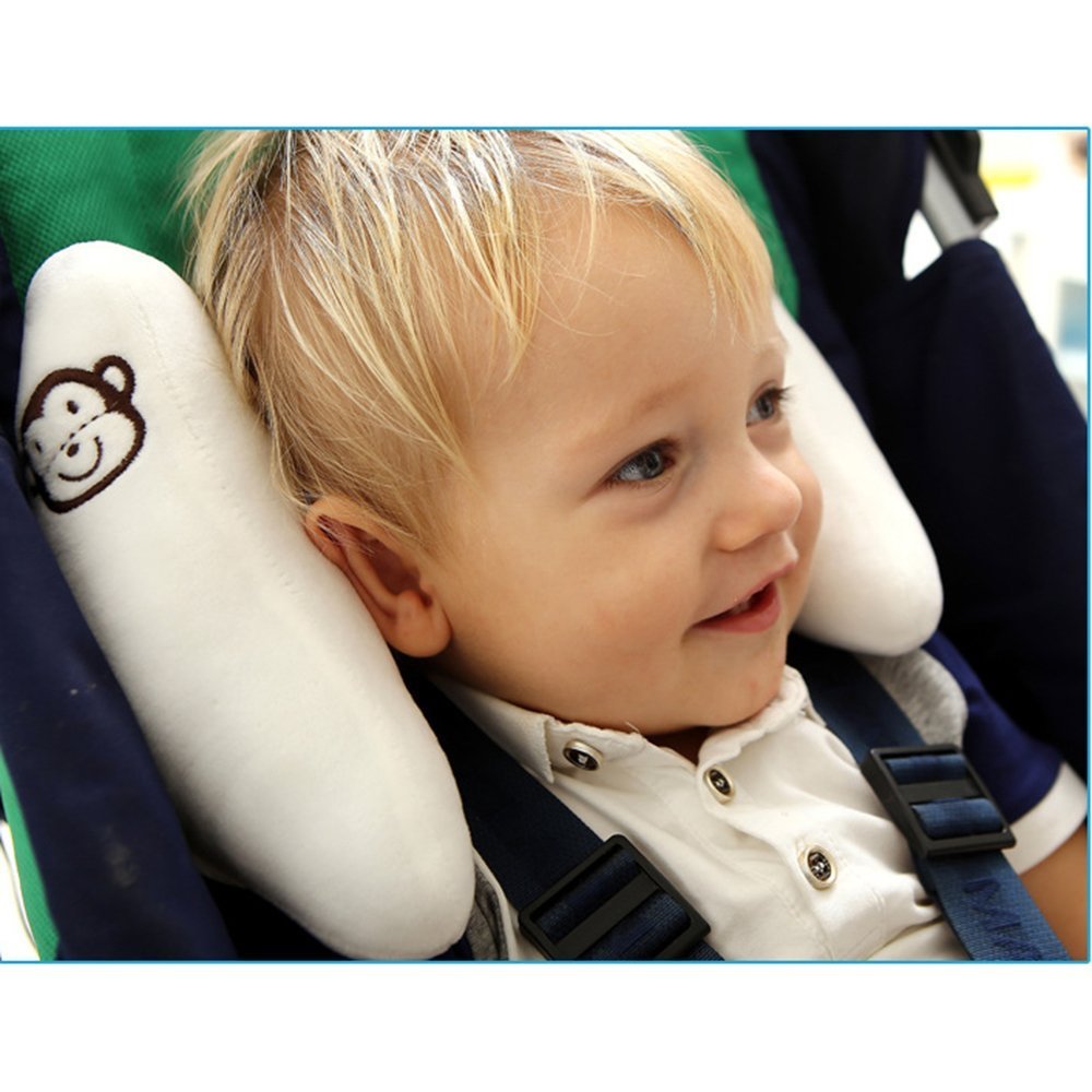 Inchant Adjustable Toddler Headrest & Neck Support, Banana Shape Travel Pillow,Best Headrest for Car Seat,Pushchair, White