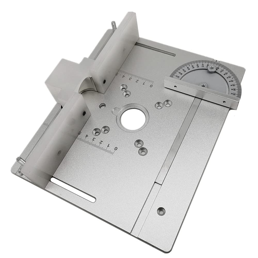 Aluminum Router Table Insert Plate W/Miter Gauge for Woodworking Benches Table Saw Multifunctional Trimmer Engraving Machine (Type-A)