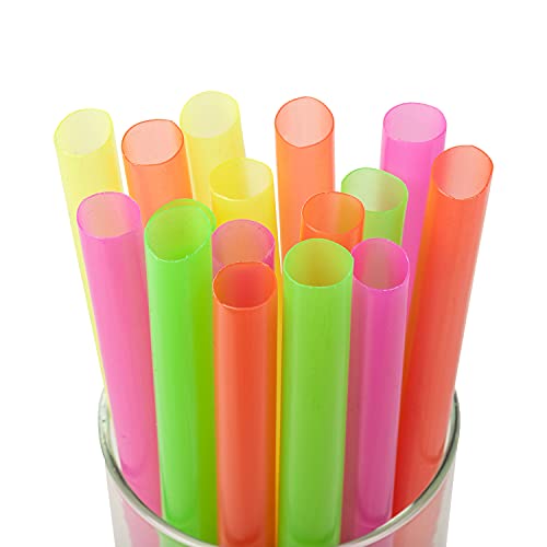AmerCareRoyal 8.5" Colossal Unwrapped Neon Straws, Assorted Colors, Case of 2,000