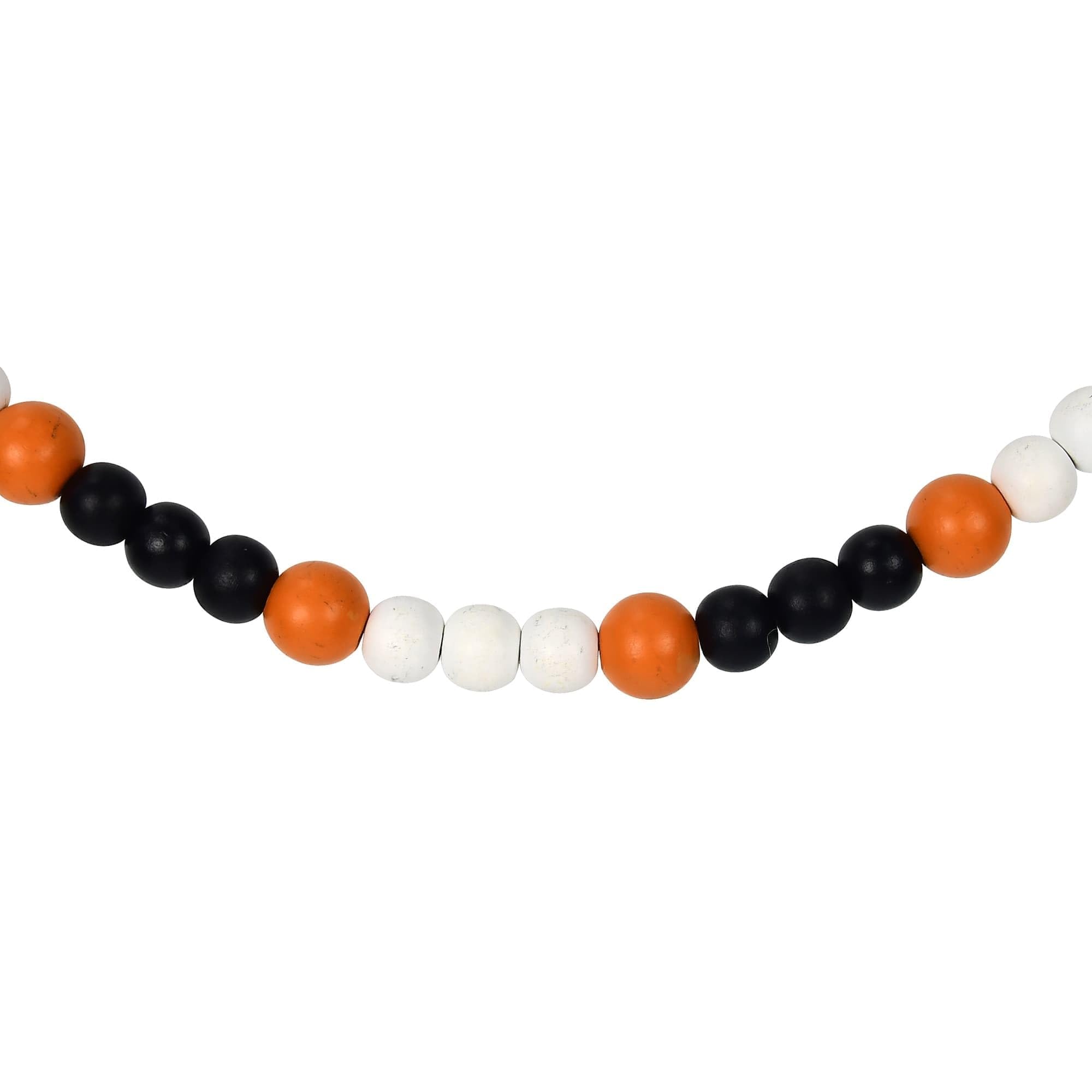 5ft Halloween Wooden Beaded Boo Ghost Garland with Tassels Multi Color Wood