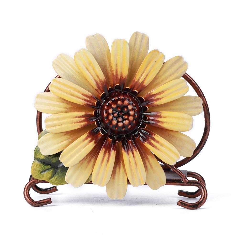 Alvinlite Paper Towel Holder, Sunflower Shape Napkin Holders for Tables, Metal Napkin Storage Cute Tissue Dispenser Cocktail Napkin Stand Perfect for Outdoor Events Kitchen Decor